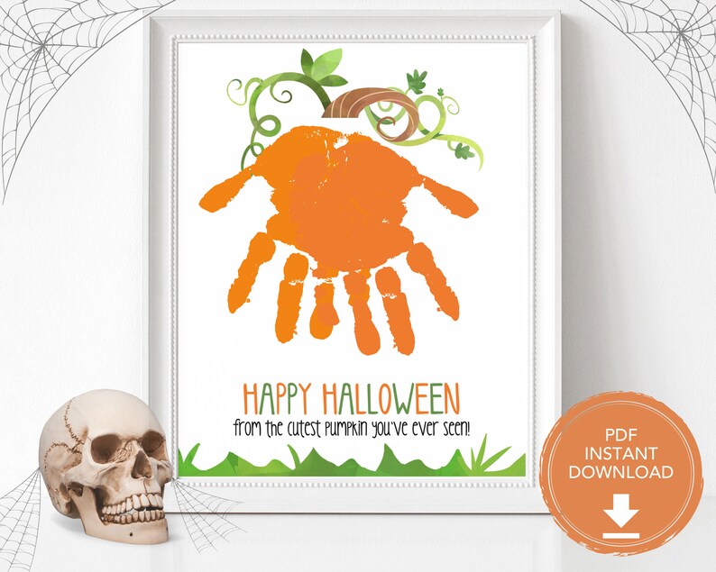 Pumpkin Halloween Handprint Craft DIY Craft for Kids Art - Etsy