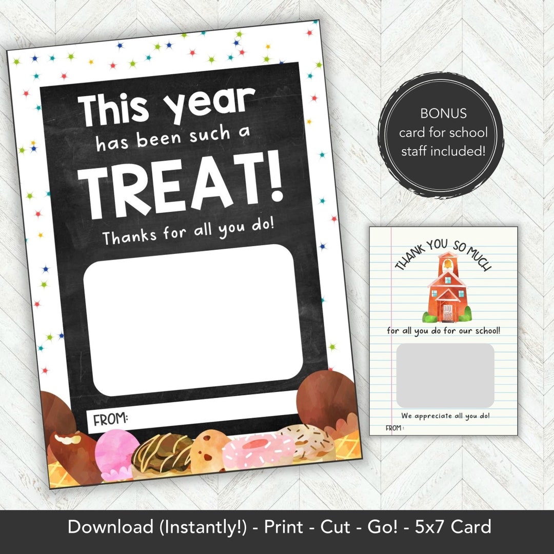 Printable Teacher Gift Card Holder, End of Year Teacher Gifts, Teacher ...