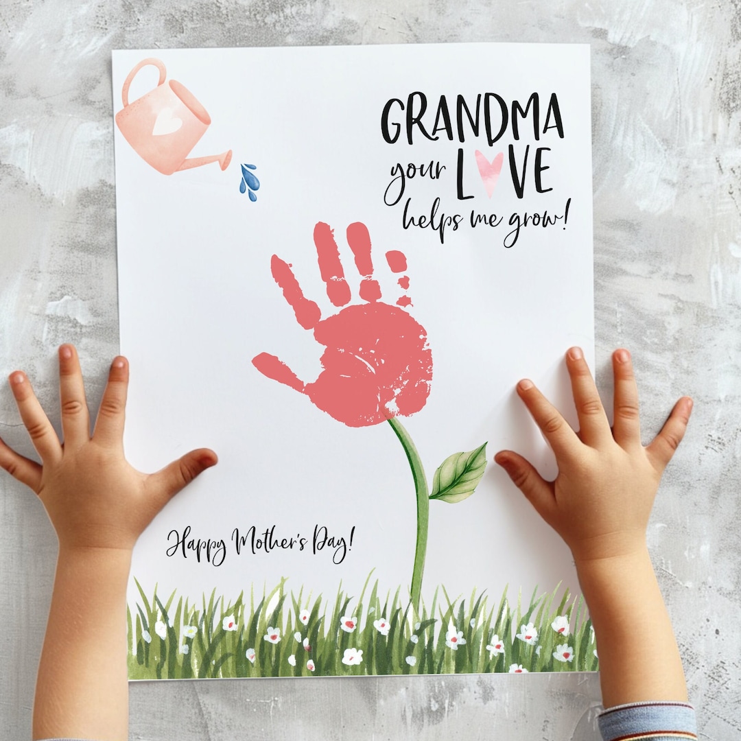 Mothers Day Handprint Art, DIY Mothers Day Gift for Grandma, Gift From ...