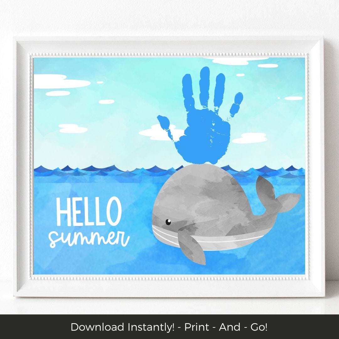 Hello Summer Whale Handprint Art, Handprint Craft, Printable Summer ...