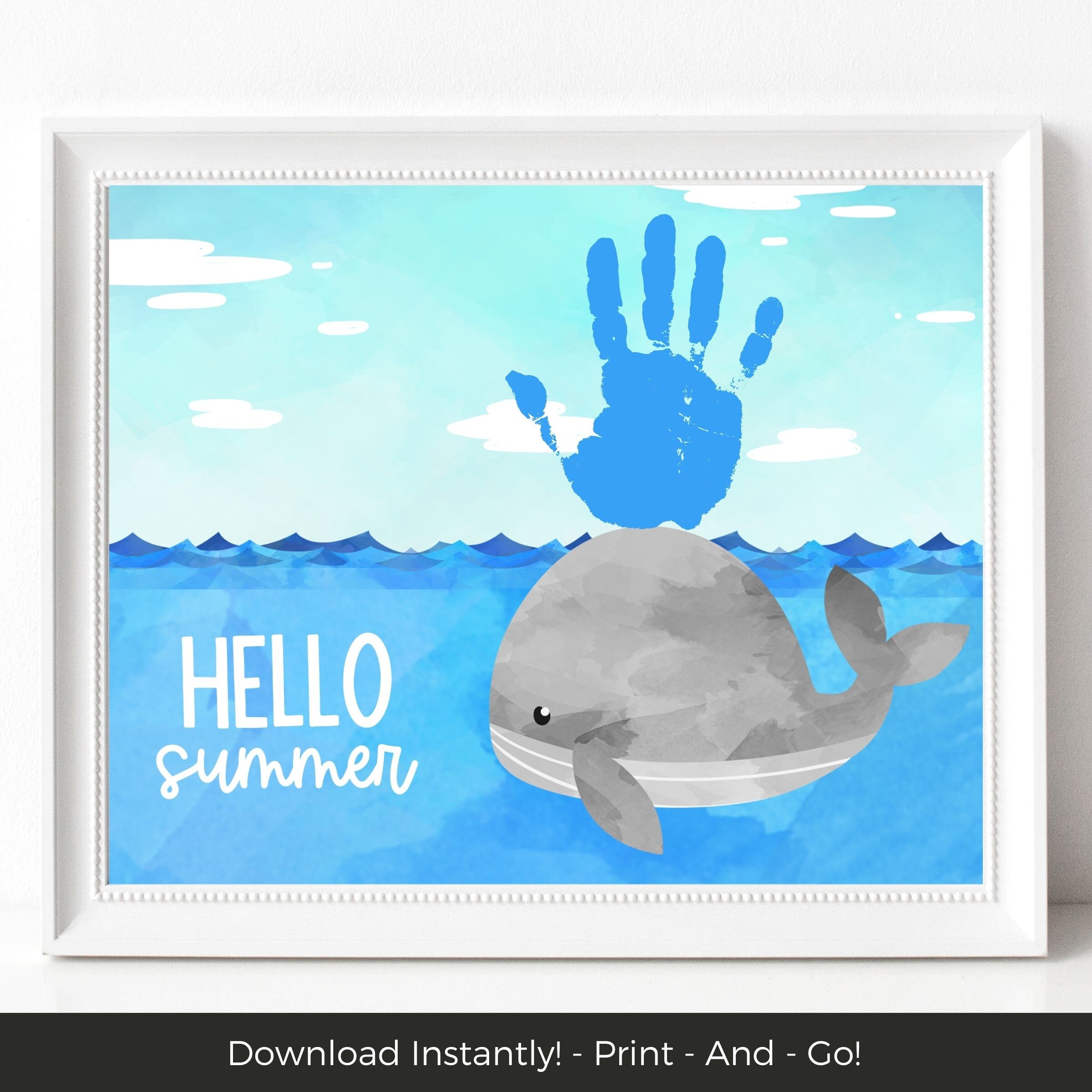 Hello Summer Whale Handprint Art, Handprint Craft, Printable Summer ...
