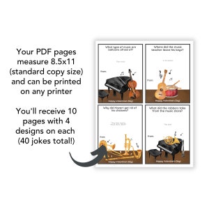 Music Printable Valentine Cards for Kids, Kids Valentine Cards, Musical ...