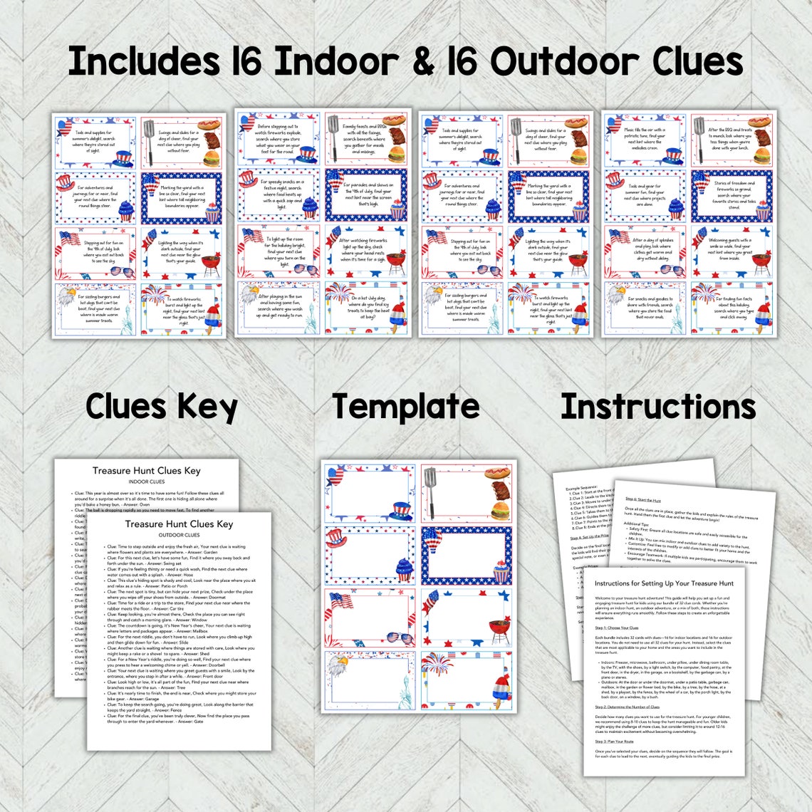 Fourth of July Game, Printable 4th of July Scavenger Hunt, Independence ...