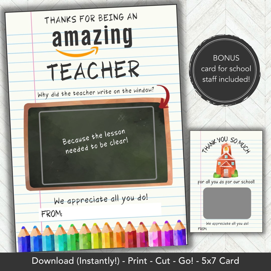 Teacher Appreciation Gift Card Holder, Teacher Gift Printable ...