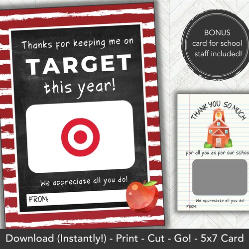 Teacher Appreciation Gift Card Holder Teacher Gift Printable - Etsy