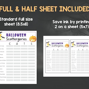 Halloween Scattergories for Kids Halloween Printables Word - Etsy