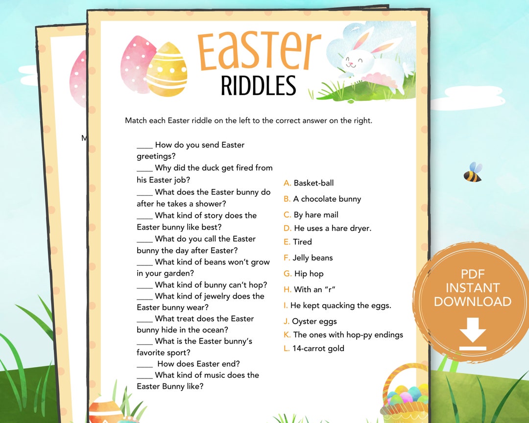 Easter Riddles Easter Game for Kids Class Family or Office - Etsy