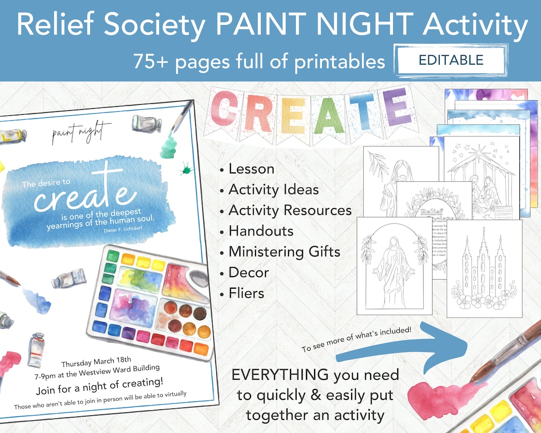 Relief Society Paint Night Activity RS Activity Invitation - Etsy