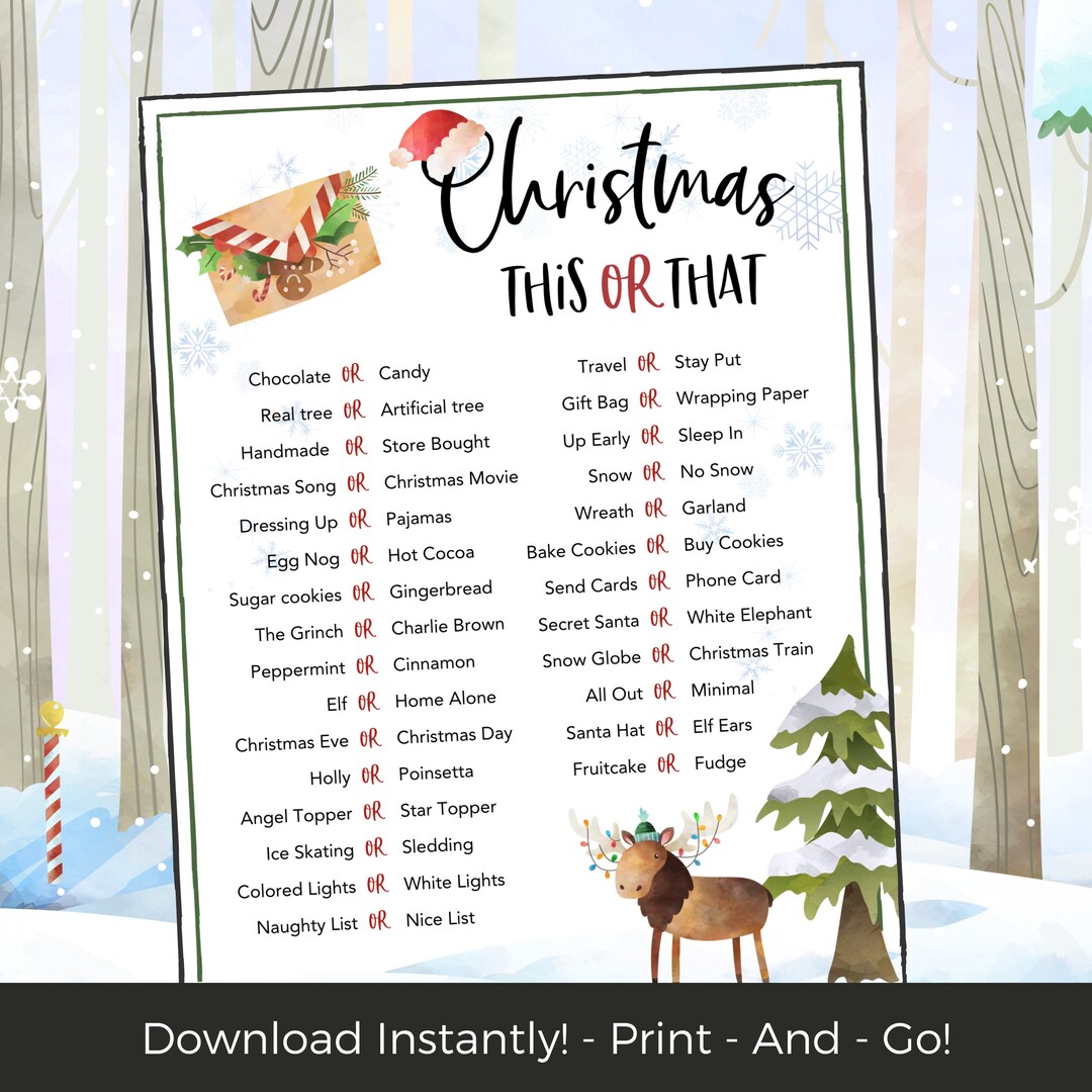 This or That Christmas Games for Families, Printable Christmas Games ...