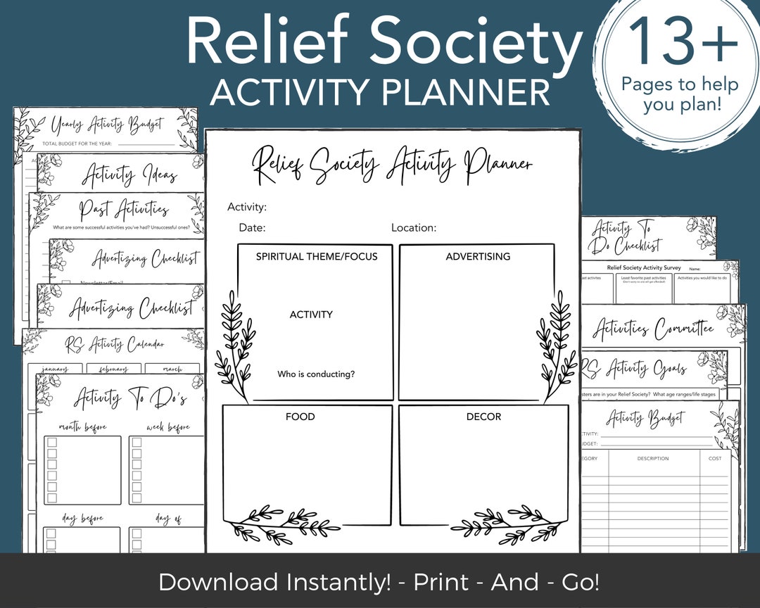 RELIEF SOCIETY Activity Planning Sheets, Activity Planner Instant ...
