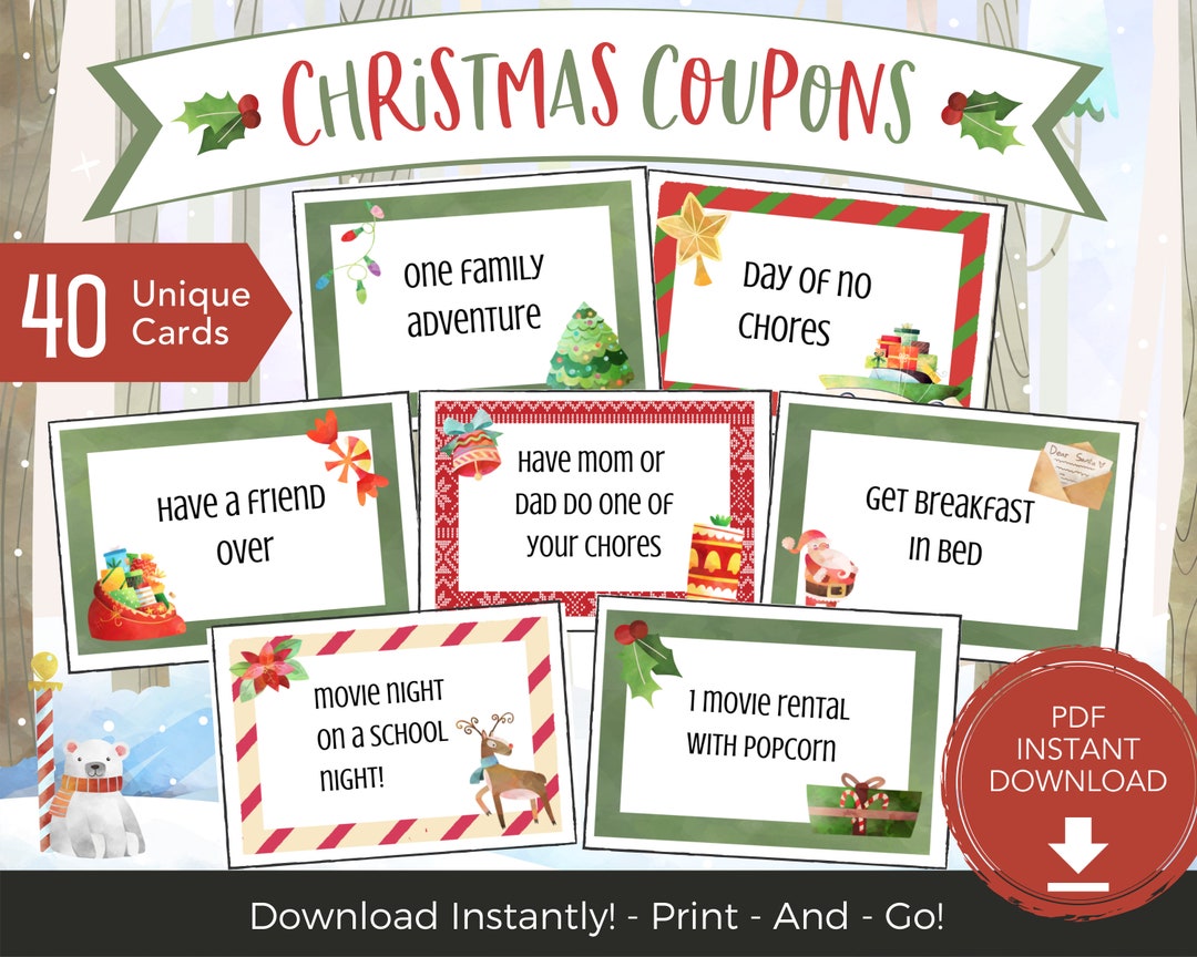 Gift Coupons Christmas Stocking Stuffers for Kids Printable - Etsy