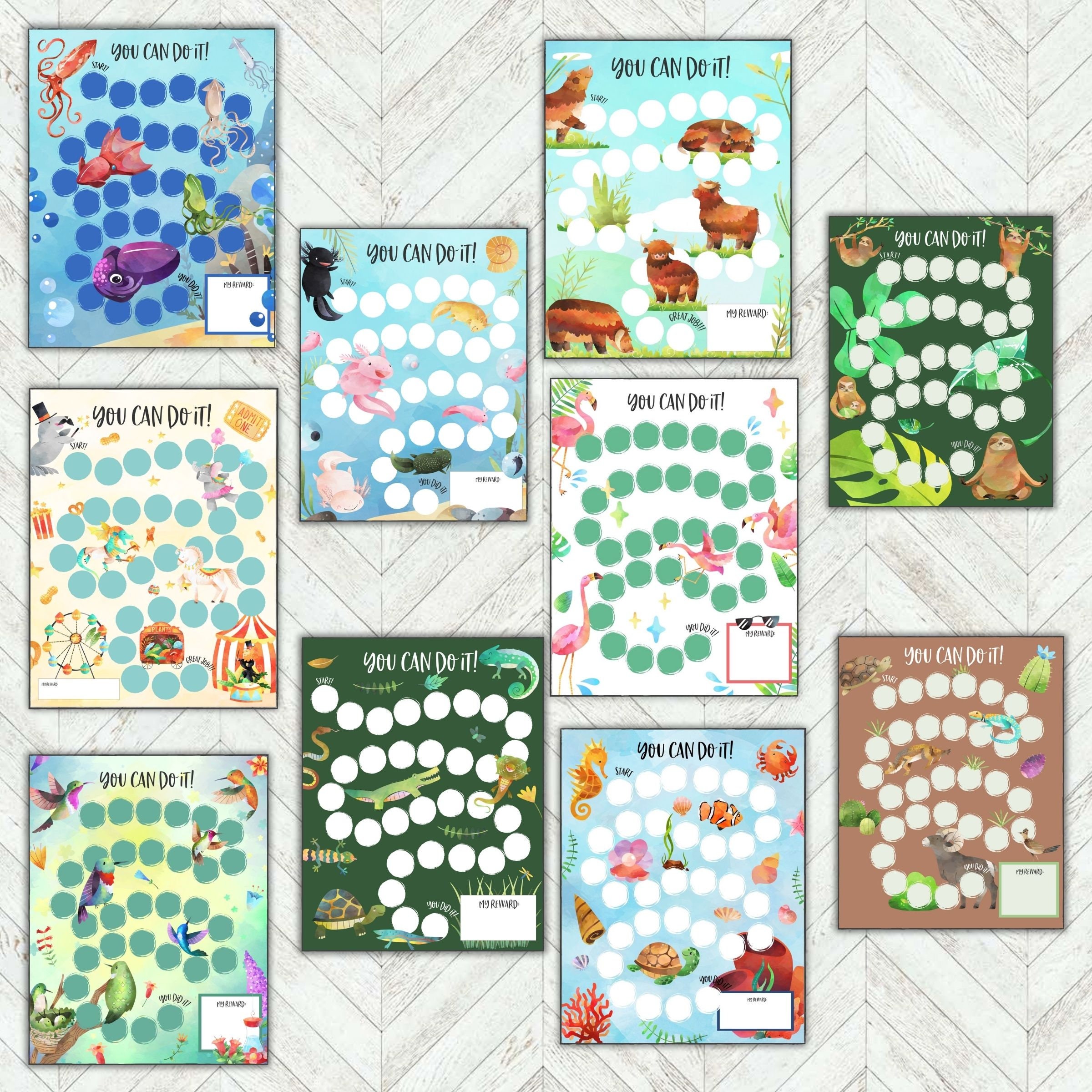 Bundle Animals Kids Reward Chart Printable, Sticker Chart for Kids ...