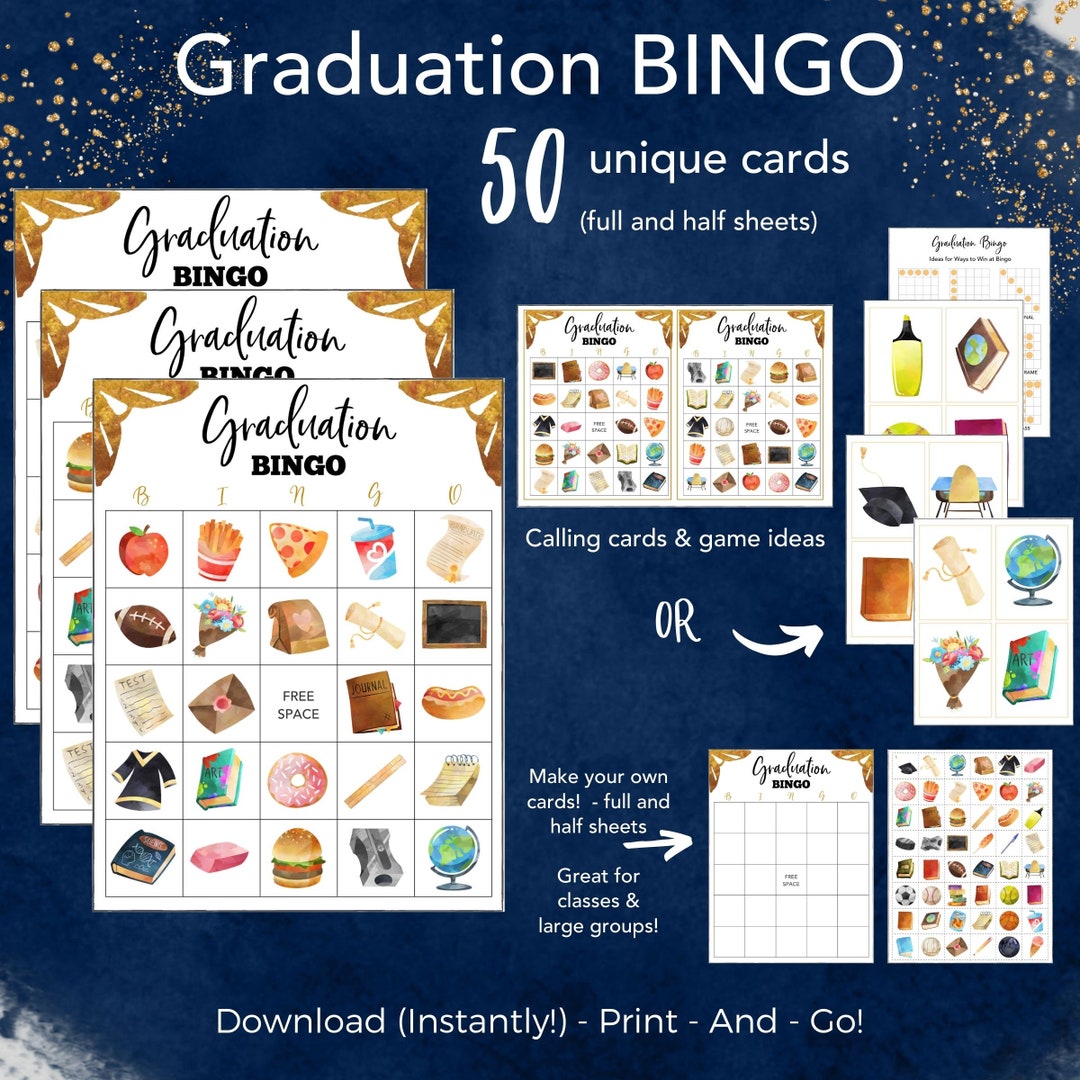 2024 Graduation Party Games, Graduation Bingo, High School, Middle ...