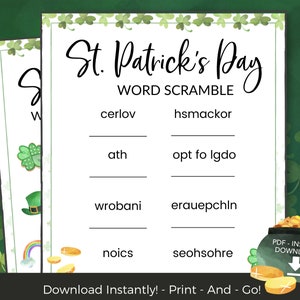 St Patricks Day Game Word Scramble St Paddys Day Printable - Etsy