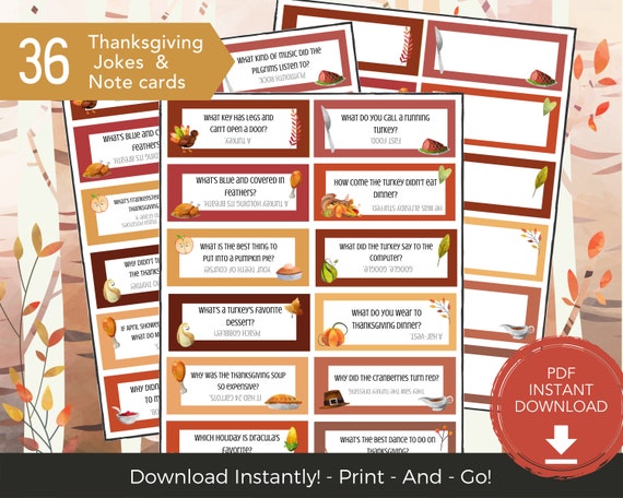 Thanksgiving Jokes for Kids Printable Thanksgiving Game for | Etsy
