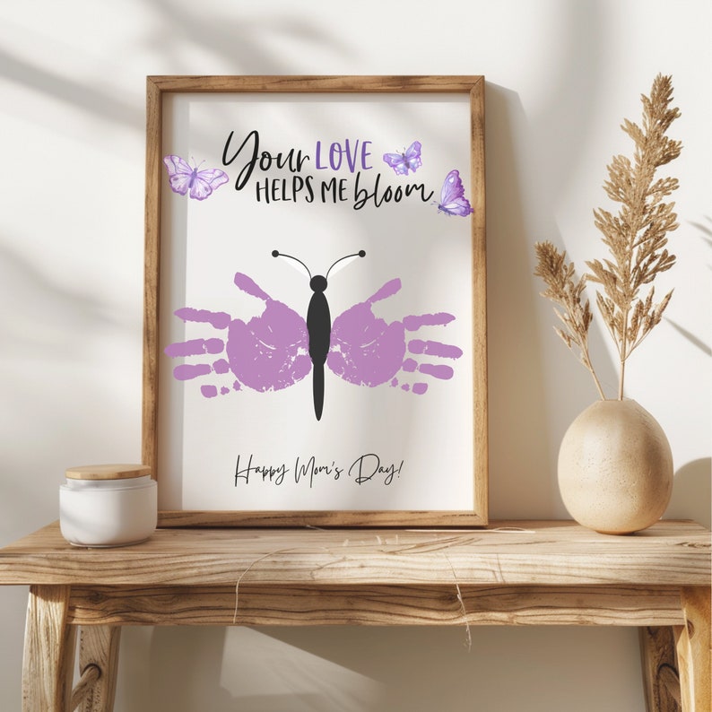 Mothers Day Handprint Printable Kids Art, Butterfly Handprint Crafts ...