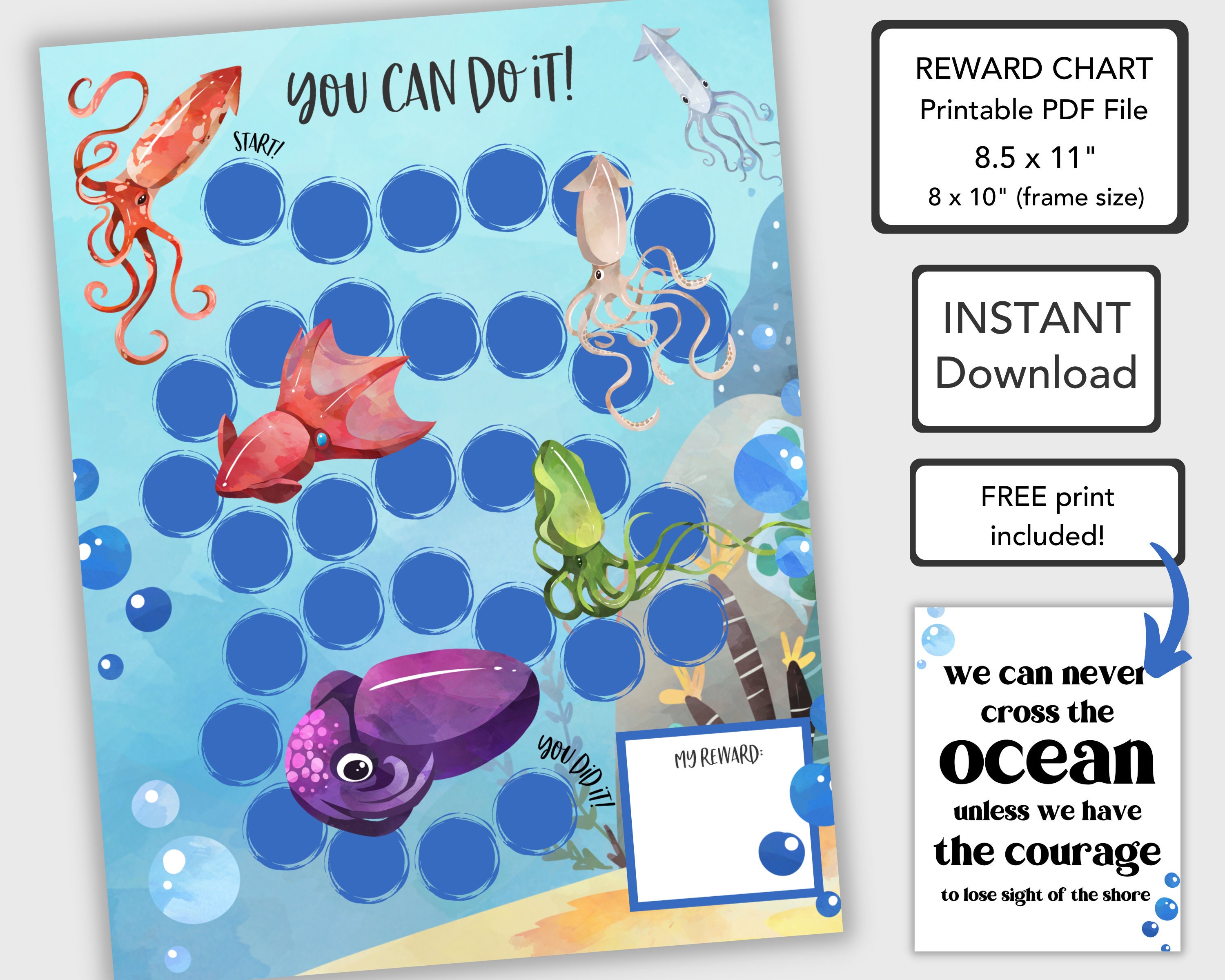 Ocean Printable Reward Chart Good Behavior Chart for Kids - Etsy