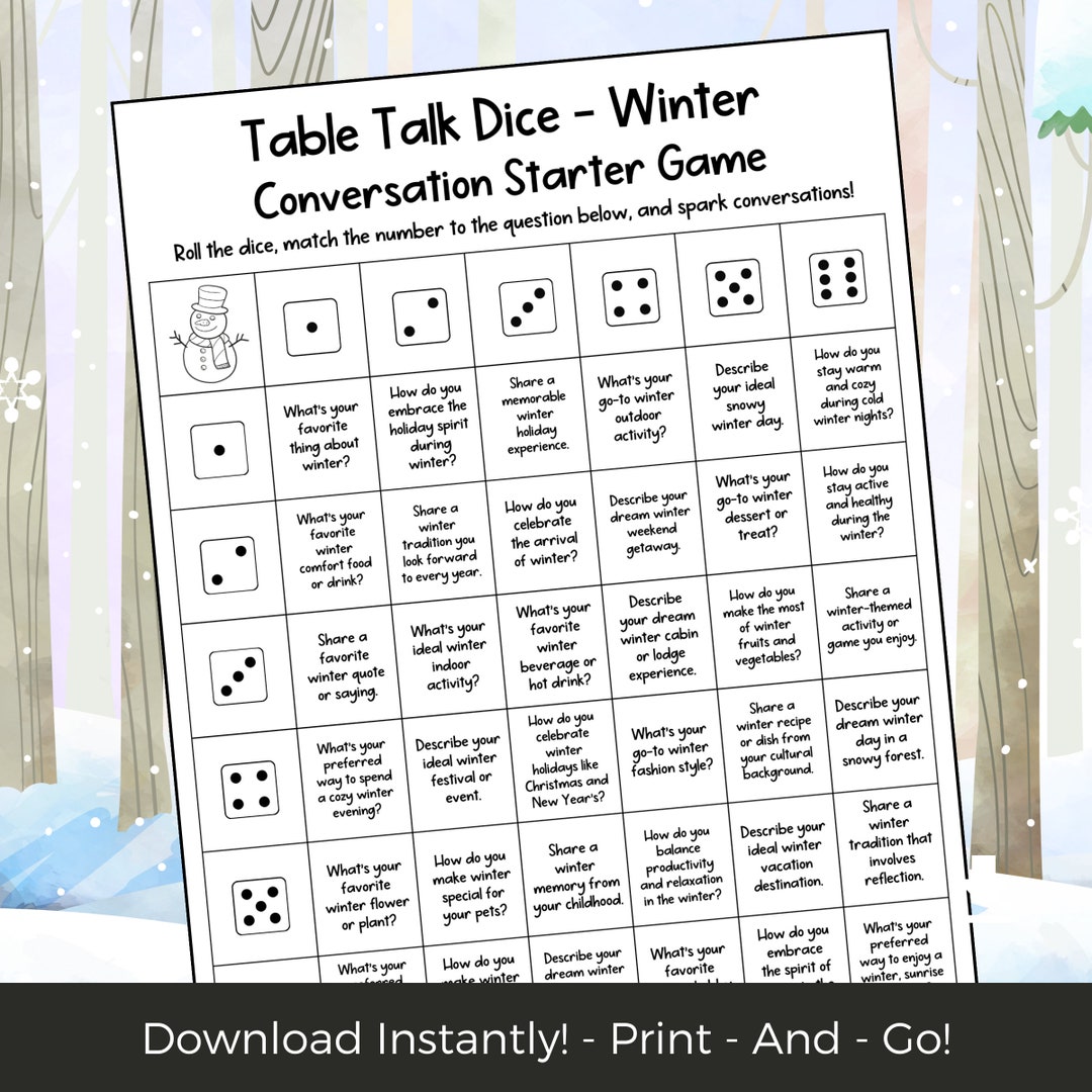Winter Conversation Starters, Icebreaker Questions Team Building Games ...