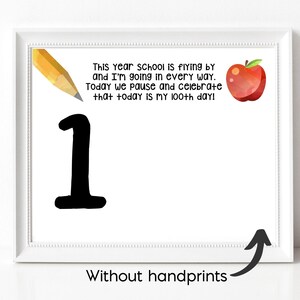 100 Days Poem Handprint Art Printable, 100 Days of School Activity ...