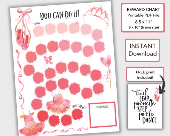 Ballet Reward Chart for Kids Behavior Chart Printable Chore | Etsy