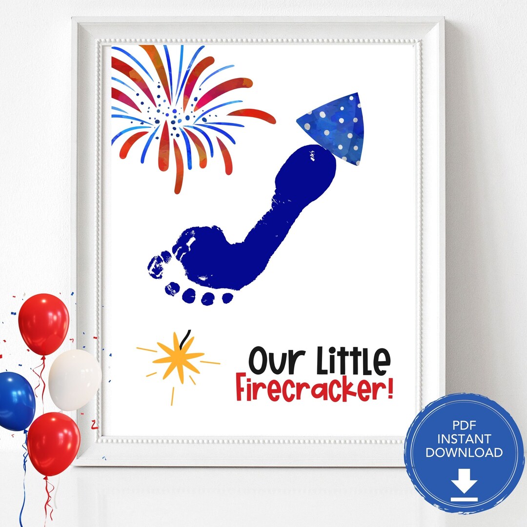 Firework Craft 4th of July Footprint Art, Fourth of July Footprint ...