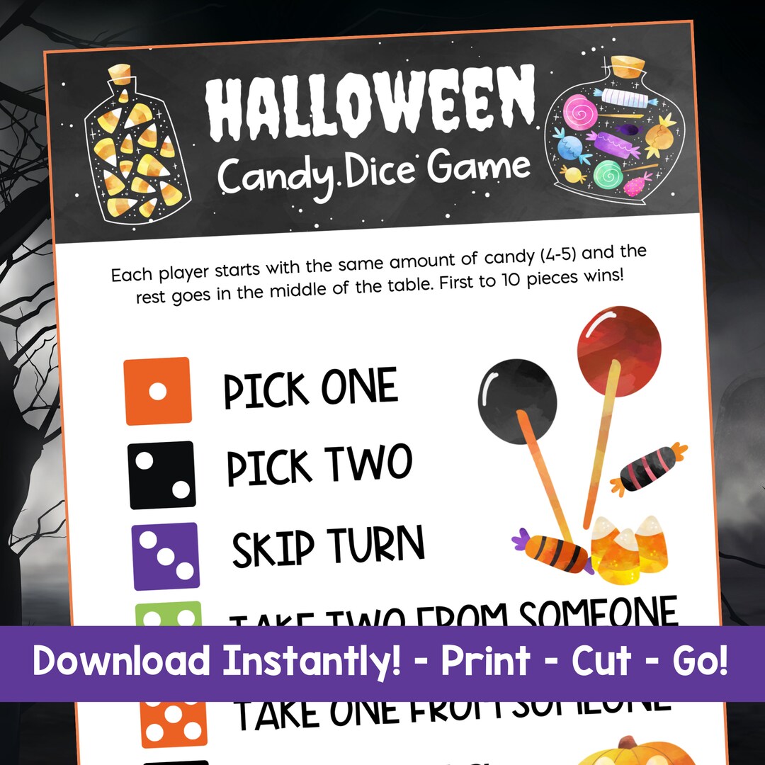 Halloween Candy Dice Games, Halloween Party Games for Kids, Halloween ...