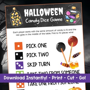 Halloween Candy Dice Games, Halloween Party Games for Kids, Halloween ...