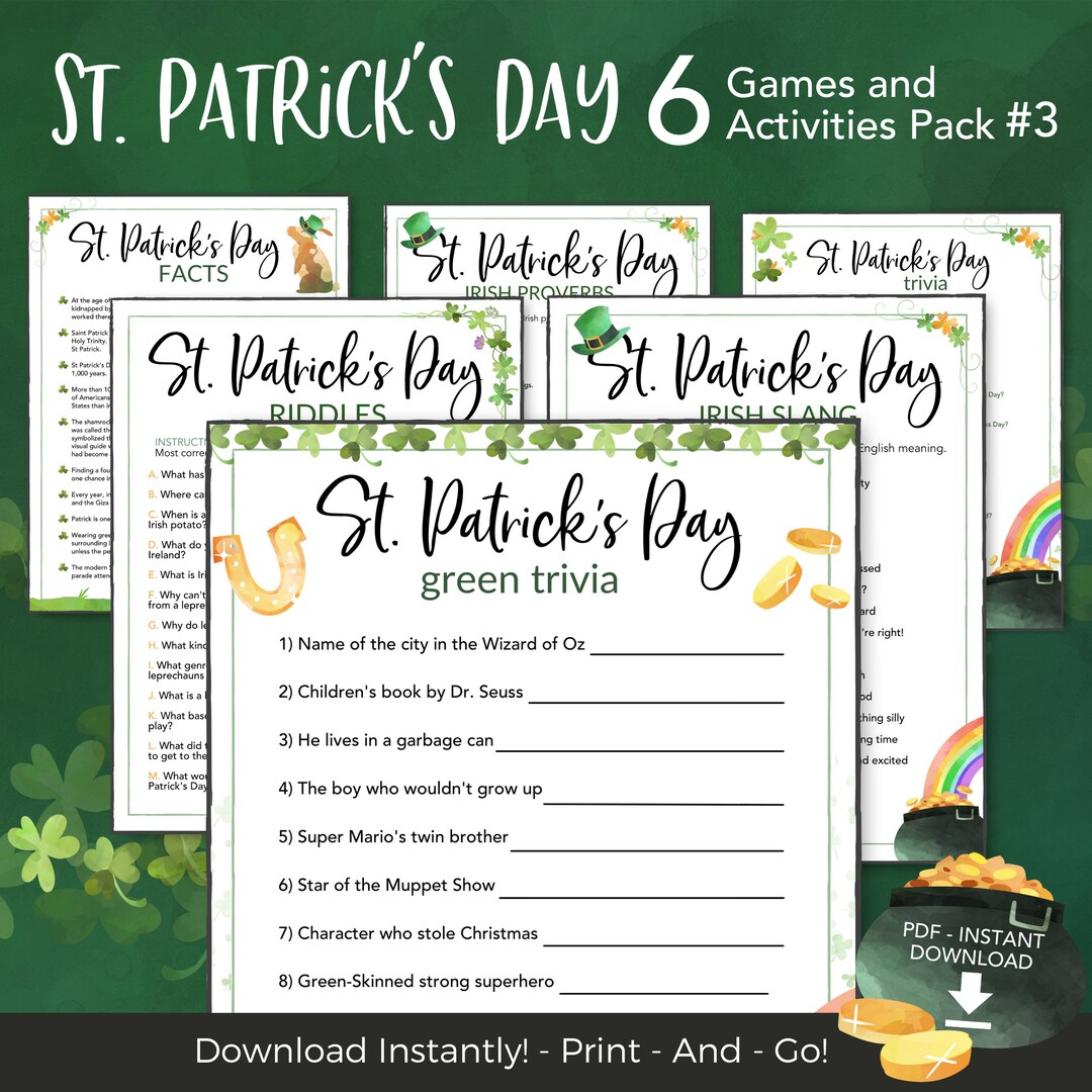 St Patrick's Day Game Bundle, Printable Game for Kids Family Office ...