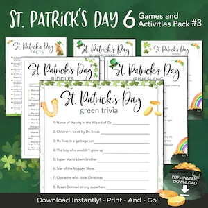 St Patrick's Day Game Bundle, Printable Game for Kids Family Office ...