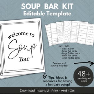 Soup Bar Kit, Soup Bar Sign for Christmas, Wedding, Birthday, Baby ...
