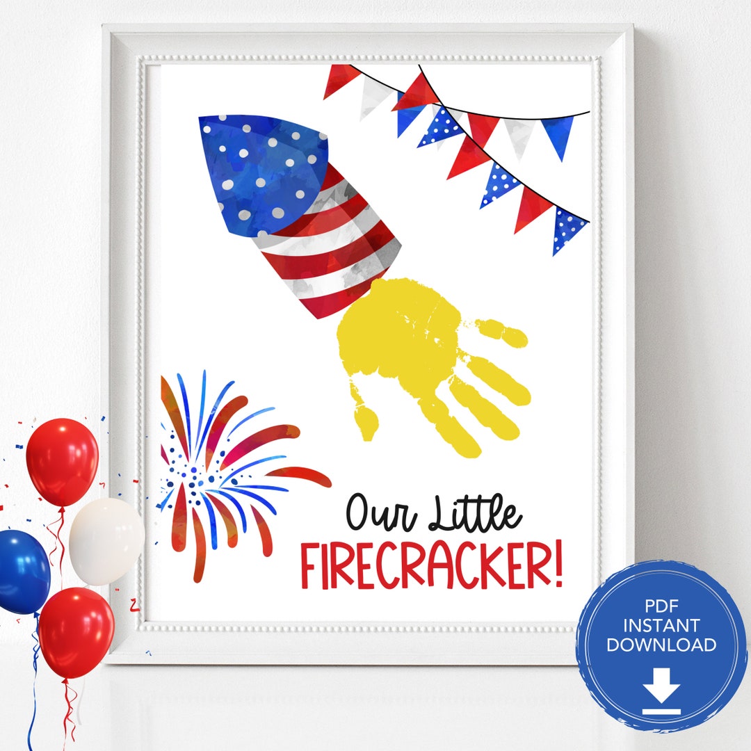 Firecracker 4th of July Handprint Art, Fourth of July Handprint Craft ...