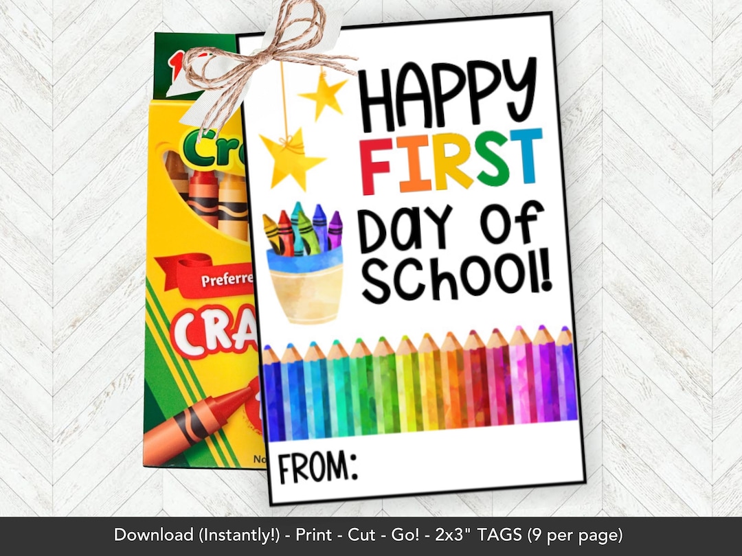 Crayon Gift Tag Printable, Meet the Teacher, Back to School Night or ...