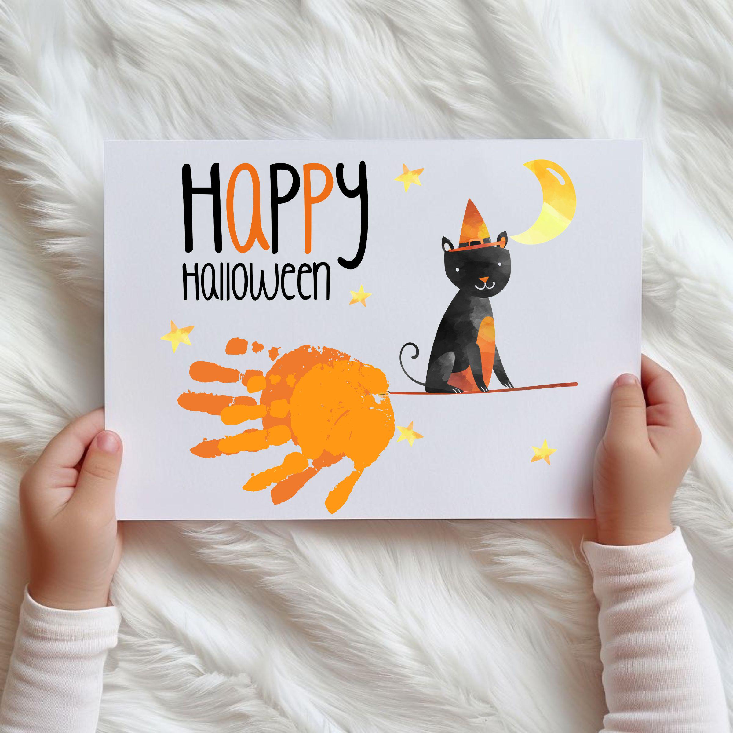 Witch Halloween Handprint Craft, DIY Craft for Kids Art, Halloween ...