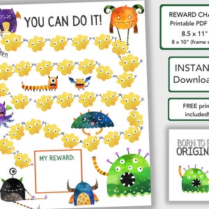 Monster Reward Chart for Kids Behavior Chart Printable, Chore Chart ...
