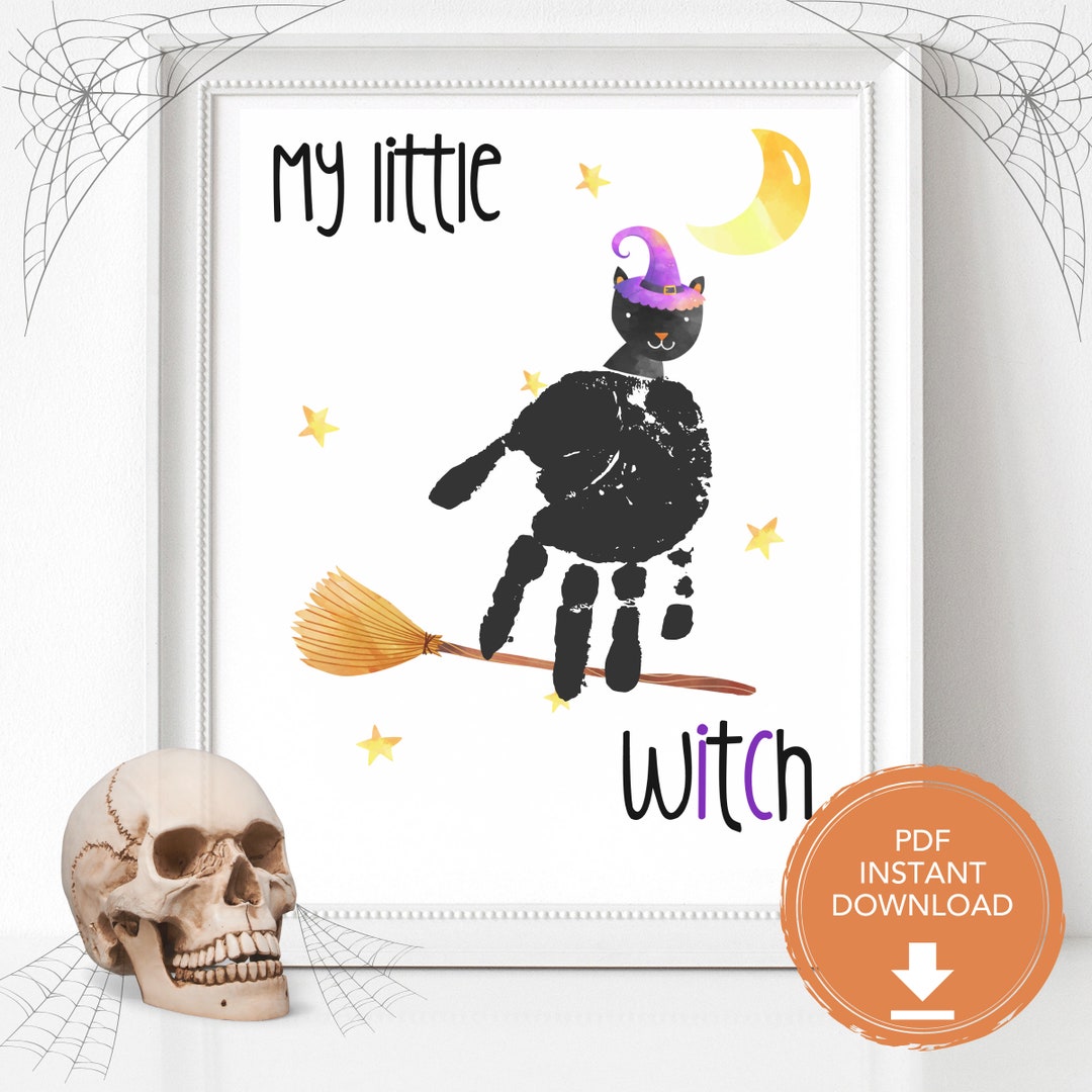 Witch Halloween Handprint Craft, DIY Craft for Kids Art, Halloween ...