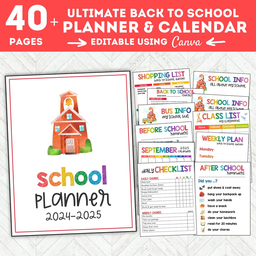 2024-2025 EDITABLE Printable Calendar, Back to School Planner With Kids ...
