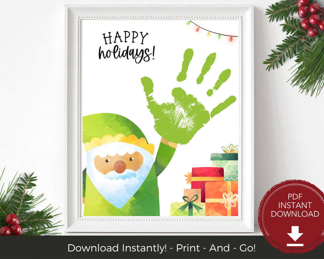 Elf Craft Handprint Kids Christmas Craft Baby's First - Etsy