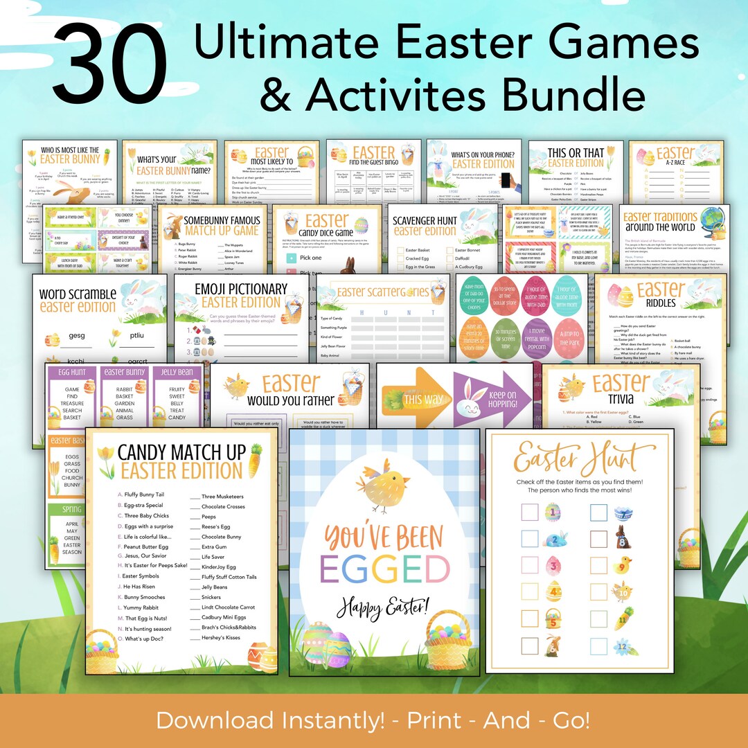 Printable Easter Game Bundle, Easter Party Games and Activities, Easter ...