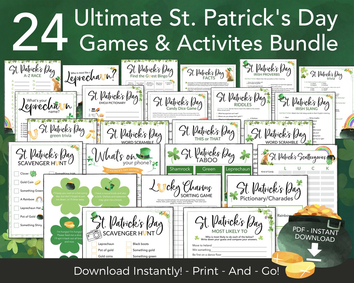 St Patrick's Day Game Bundle Printable Game for Kids - Etsy