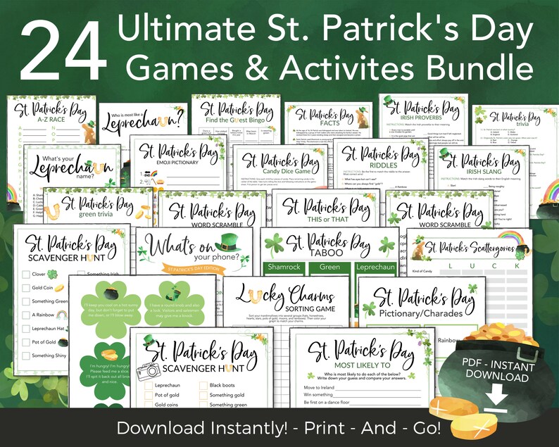 St Patrick's Day Game Bundle Printable Game for Kids - Etsy