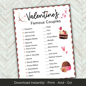 Valentines Trivia Famous Couples Game, Valentine Party Games for ...