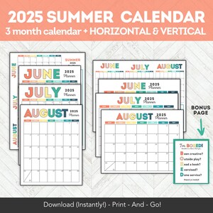 2025 Summer Calendar, Summer Planner Bundle, Kids Chore Chart, Summer ...
