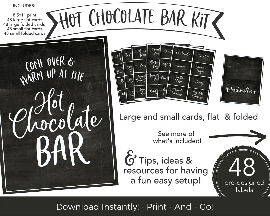 Instant Download Hot Chocolate Bar Kit Hot Cocoa Bar Sign for | Etsy