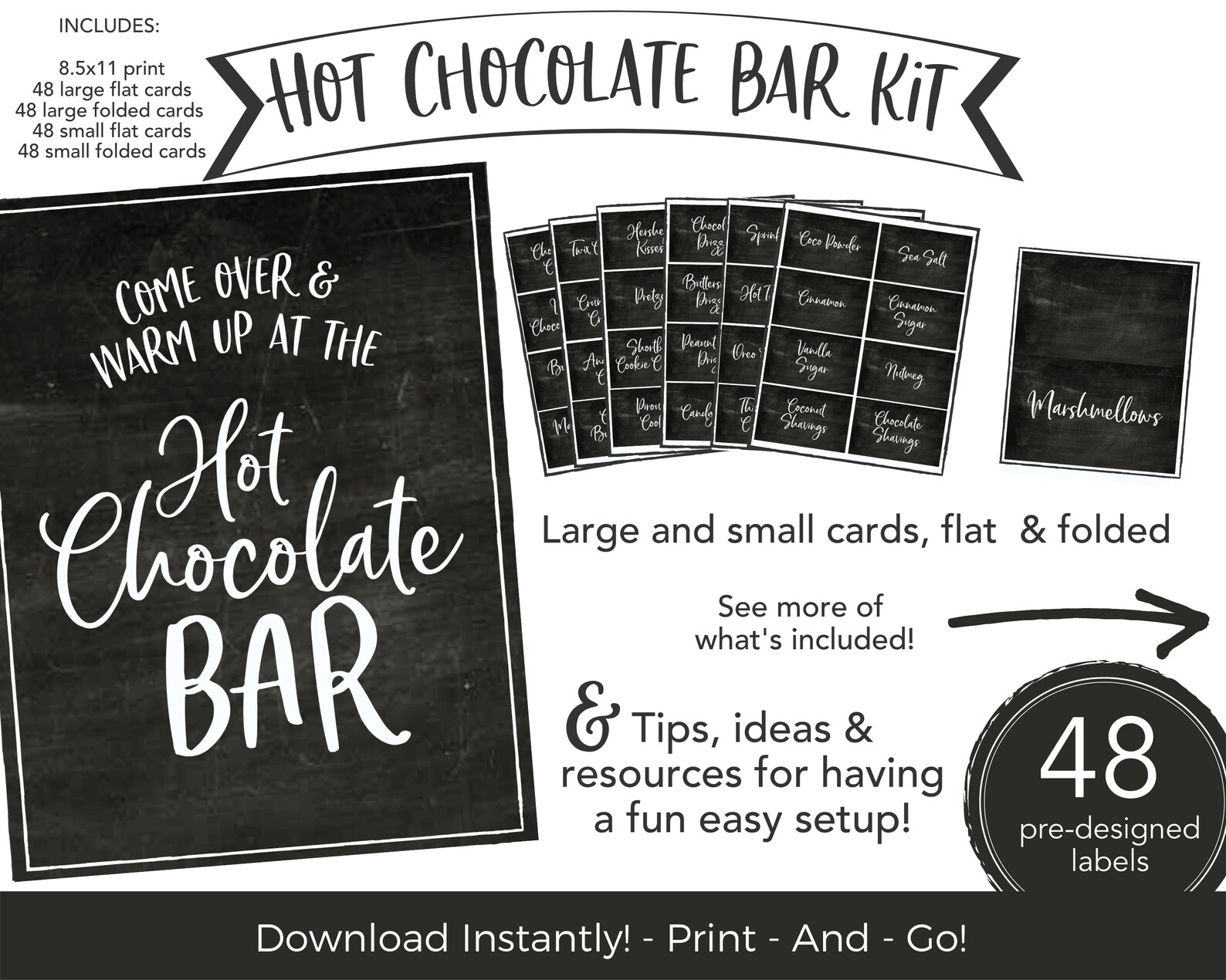 Instant Download Hot Chocolate Bar Kit Hot Cocoa Bar Sign for | Etsy