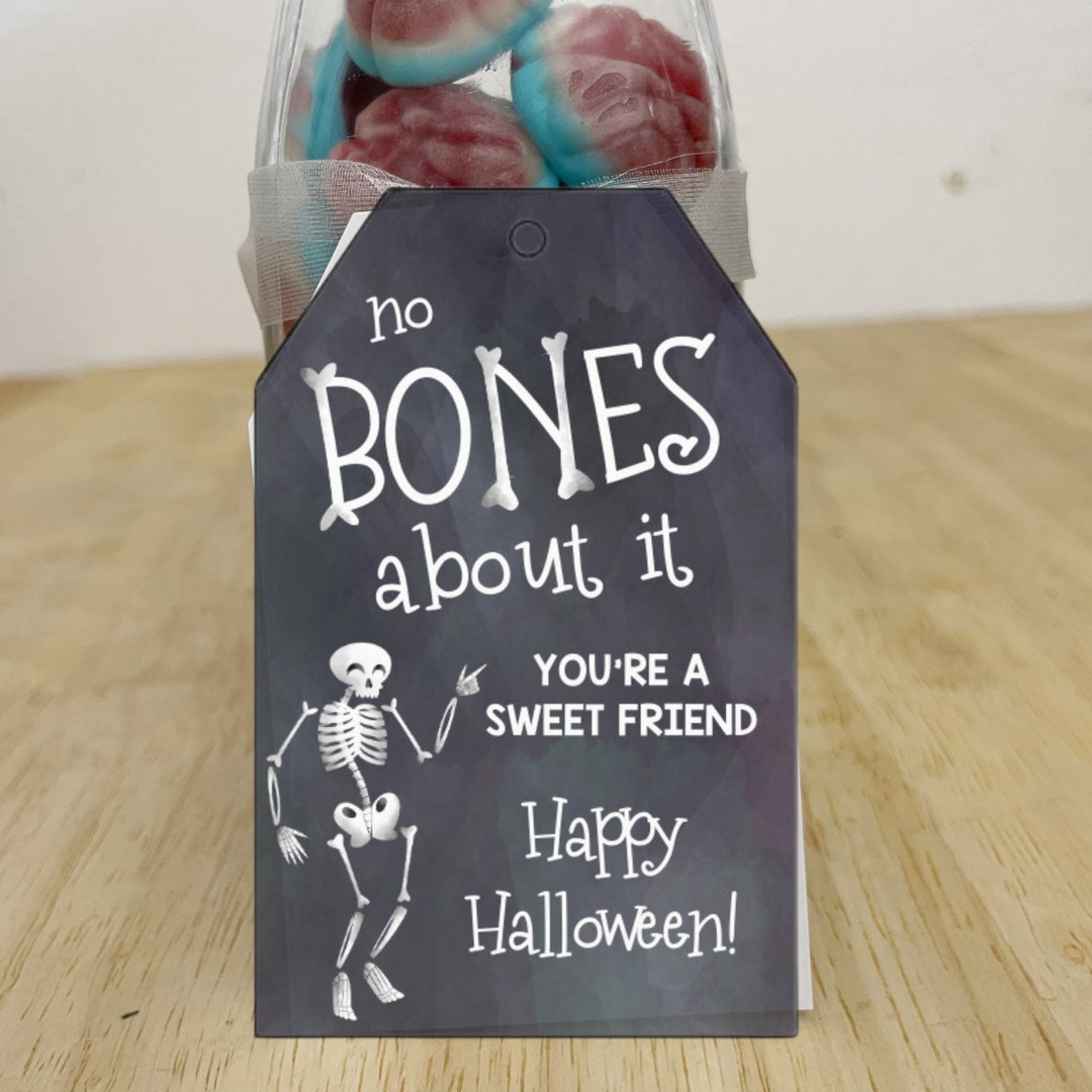 Skeleton Printable Halloween Treat Bag Gift Tag, Halloween Gift Tags ...
