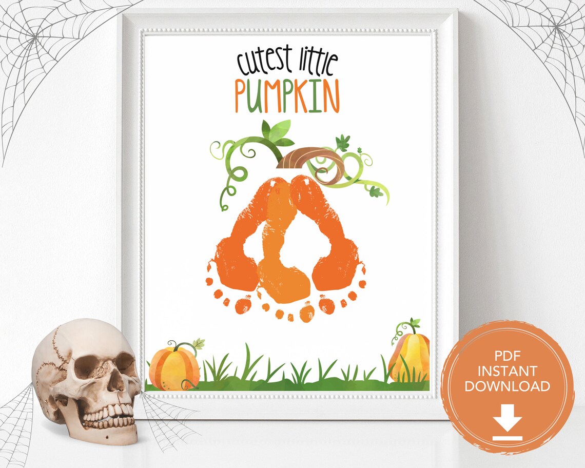 Pumpkin Halloween Handprint Craft DIY Craft for Kids Art - Etsy