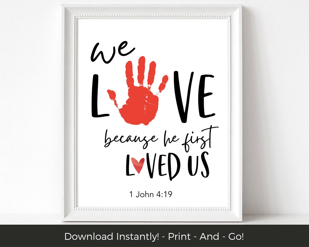 Valentines Christian Printable Bible Craft, Kids Bible Art, Handprint ...