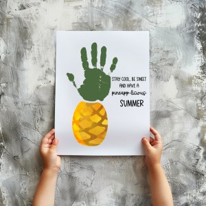 Pineapple Art, Summer Handprint Art, Printable Handprint Pineapple ...