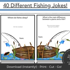 Fishing Printable Valentine Cards for Kids Kids Valentines | Etsy