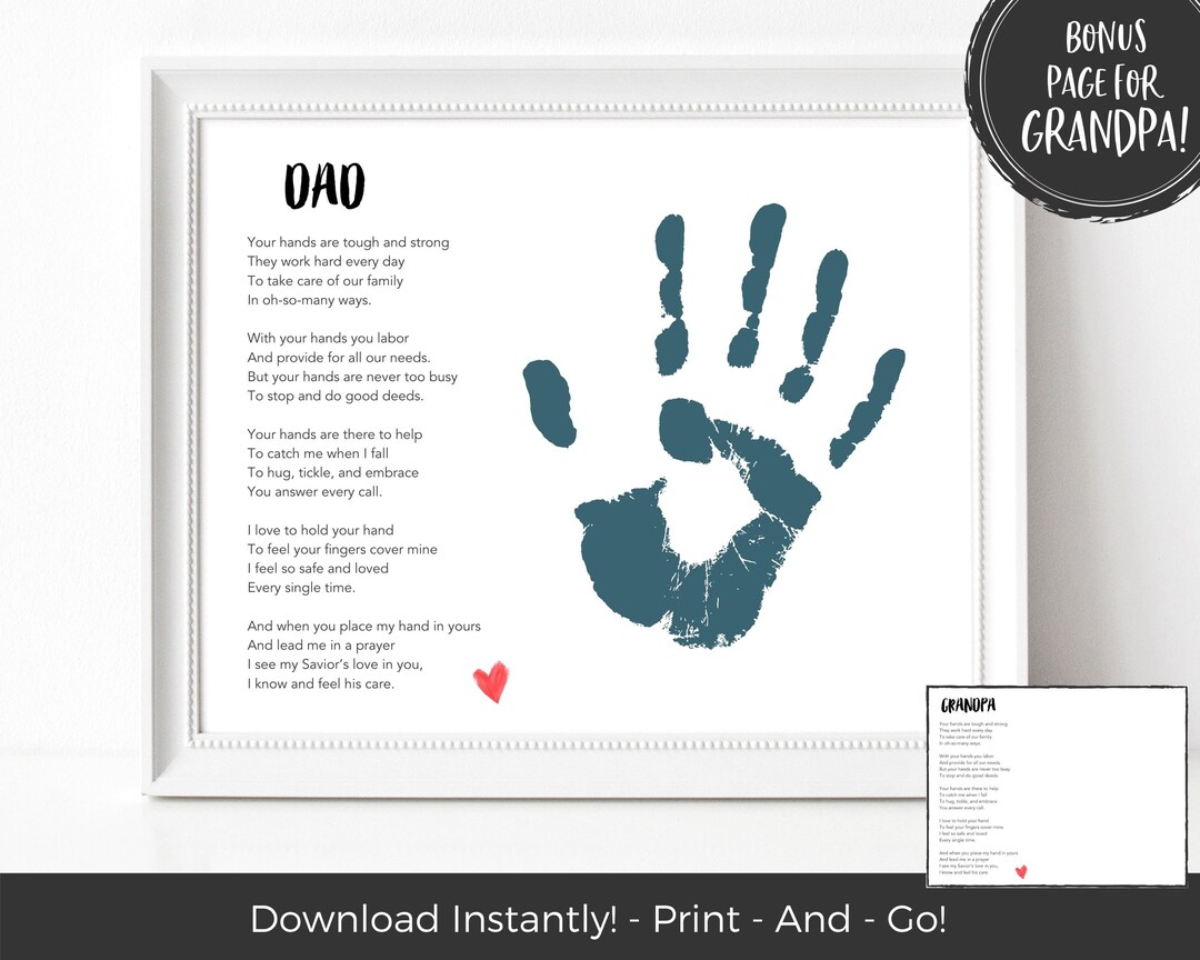 Kids Handprint Art, Printable Fathers Day Card From Baby, Christian ...